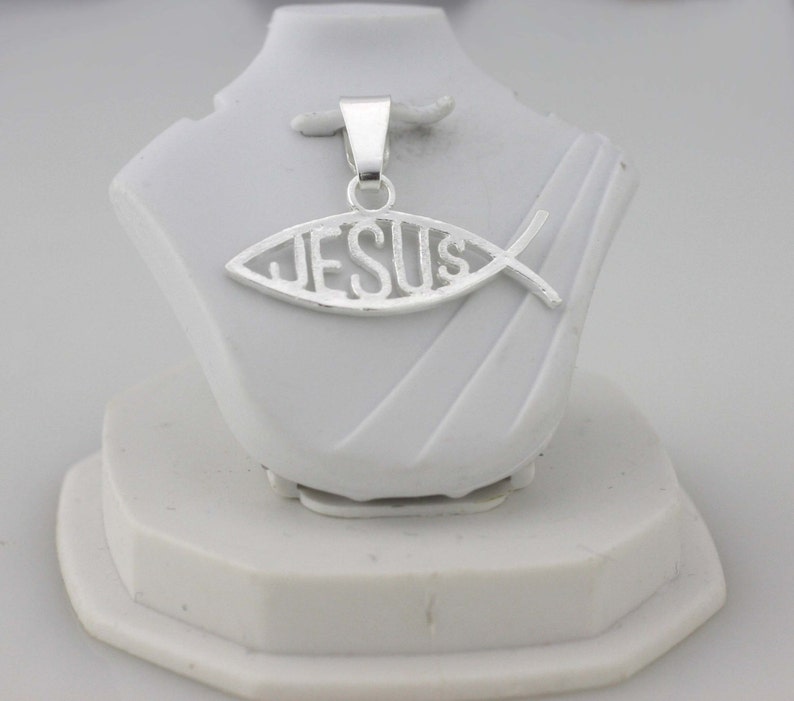 Silver Christian Fish Necklace Sterling Silver Ichthys | Etsy