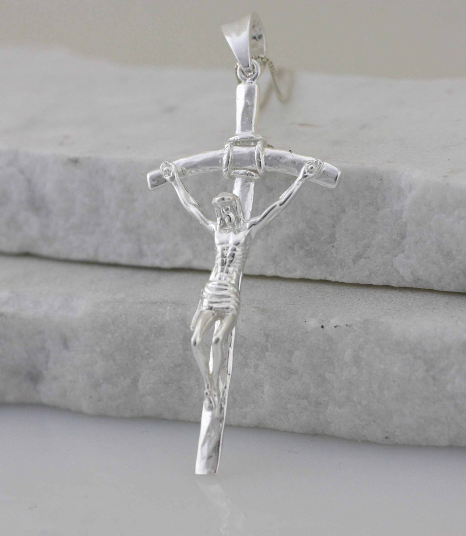 Silver Large Cross Necklace, Sterling Silver Large Crucifix Necklace ...