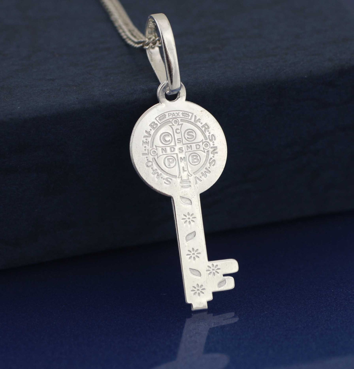 St Benedict Key Silver St Benedict Key Necklace Saint - Etsy