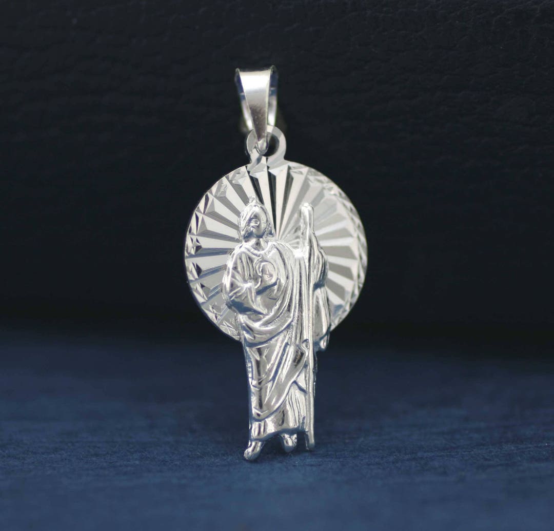 St Jude Medal, Sterling Silver St Jude Small Necklace, Silver Saint ...