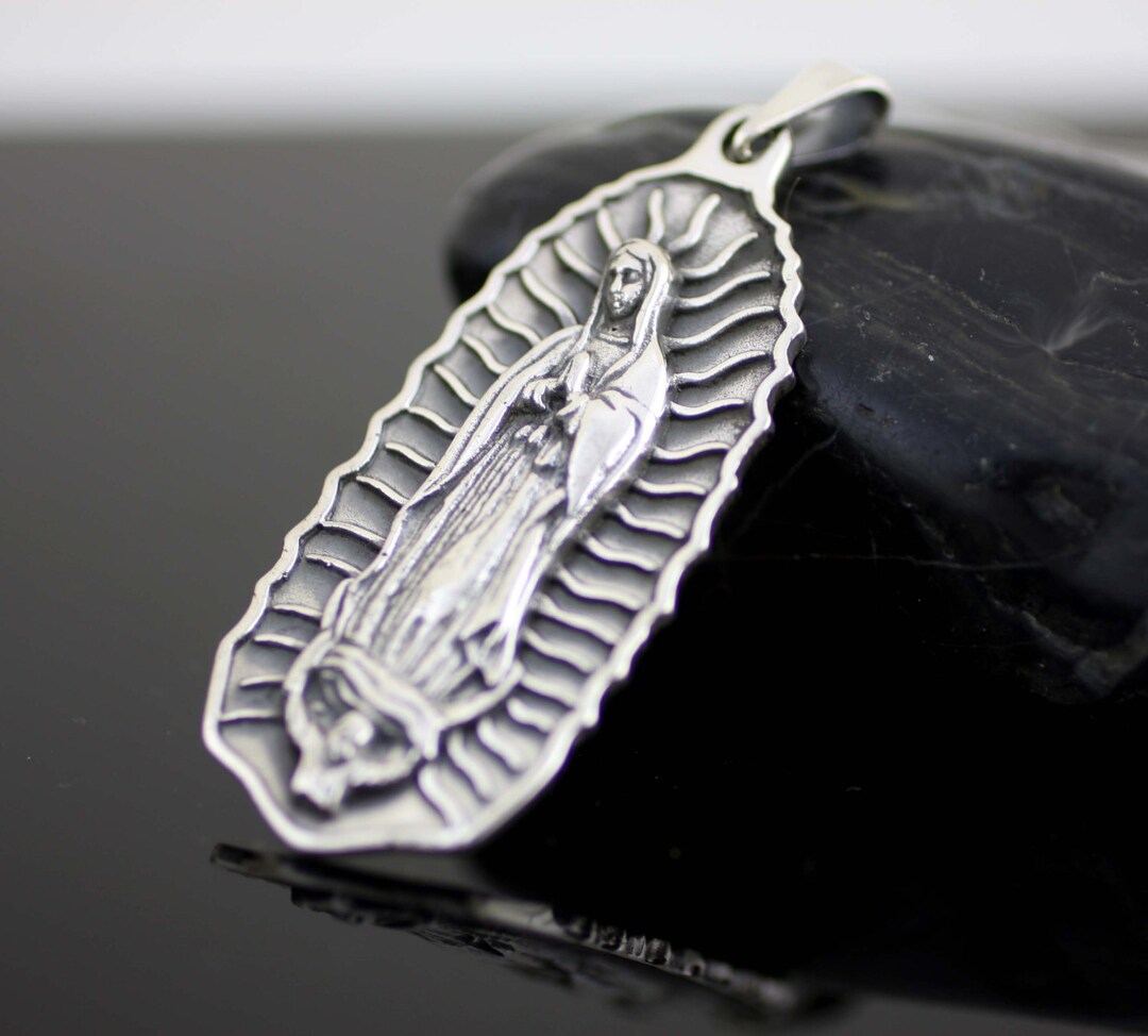 Guadalupe Medal, Sterling Silver Oxidized Our Lady of Guadalupe Medal ...