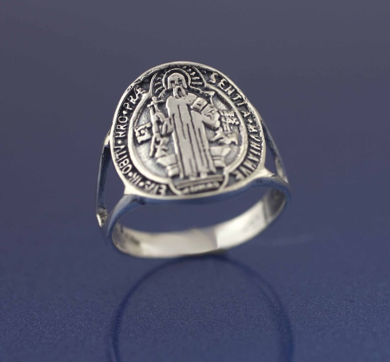St Benedict Ring, Sterling Silver Saint Benedict Ring, Sterling Silver ...