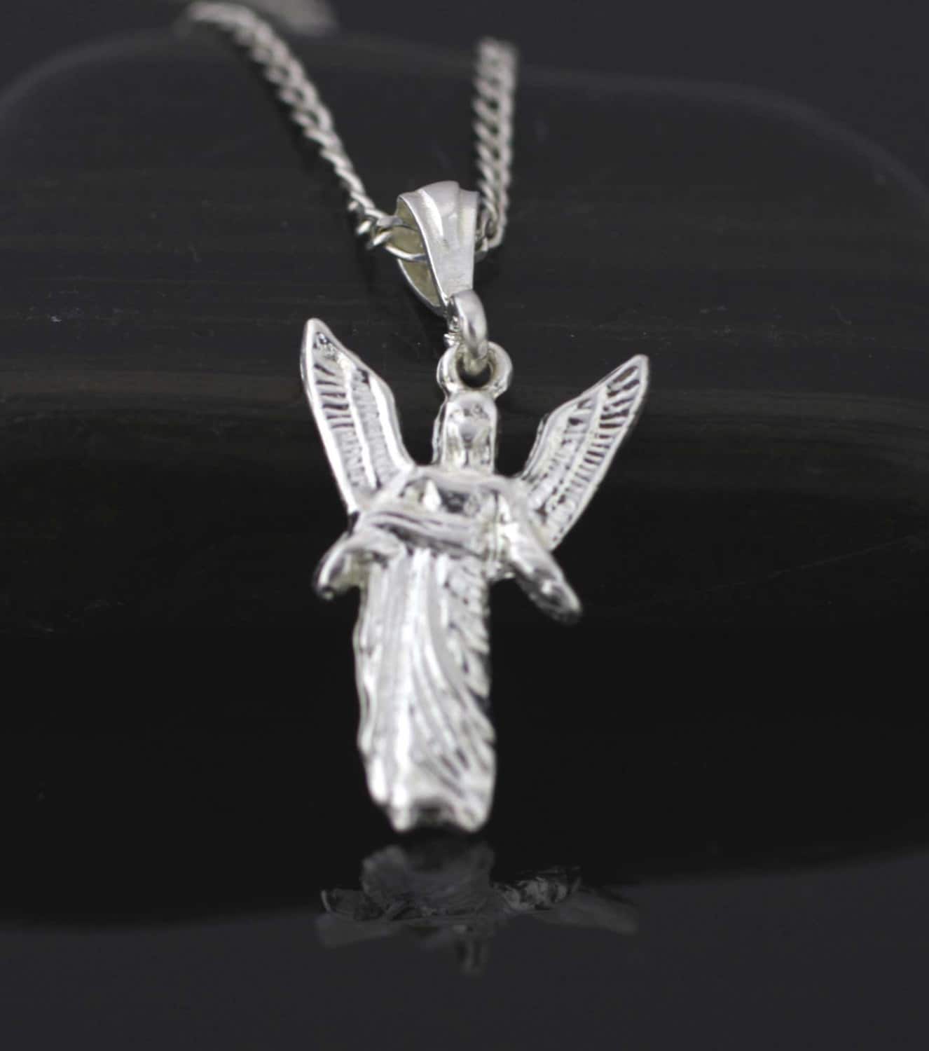 Angel Necklace Sterling Silver Angel Pendant Silver Angel - Etsy