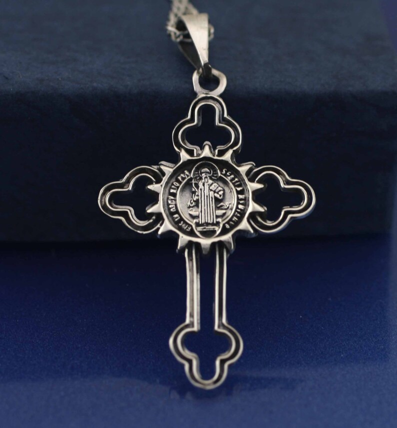 Saint Benedict Cross St Benedict Cross Necklace Sterling | Etsy