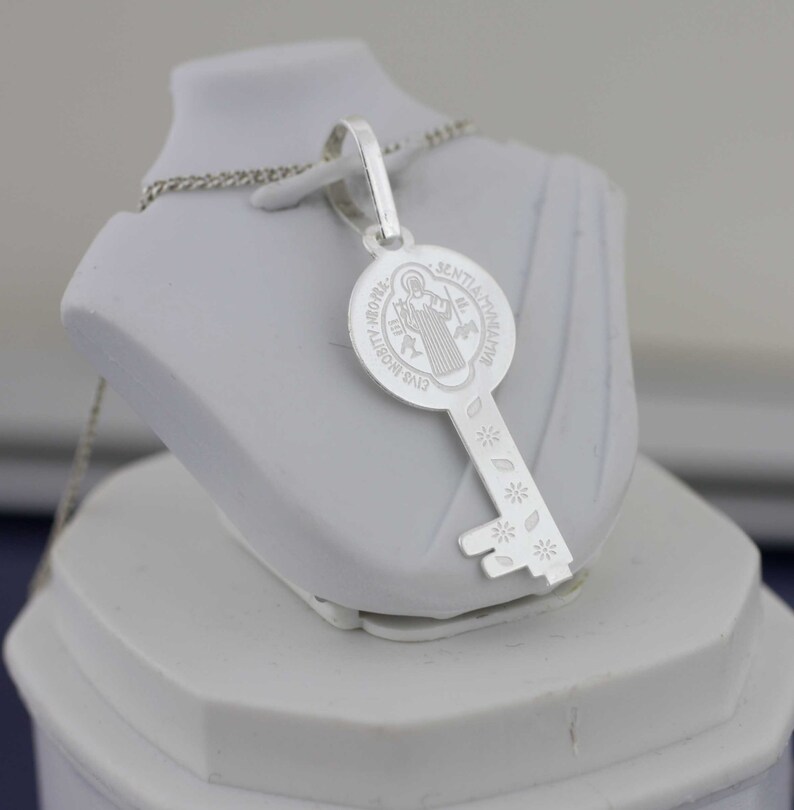 St Benedict Key, Silver St Benedict Key Necklace, Saint Benedict Key ...