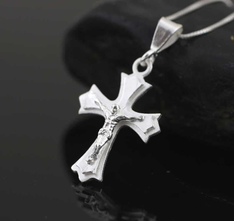 Sterling Silver Cross Necklace Small Medieval Cross Necklace | Etsy