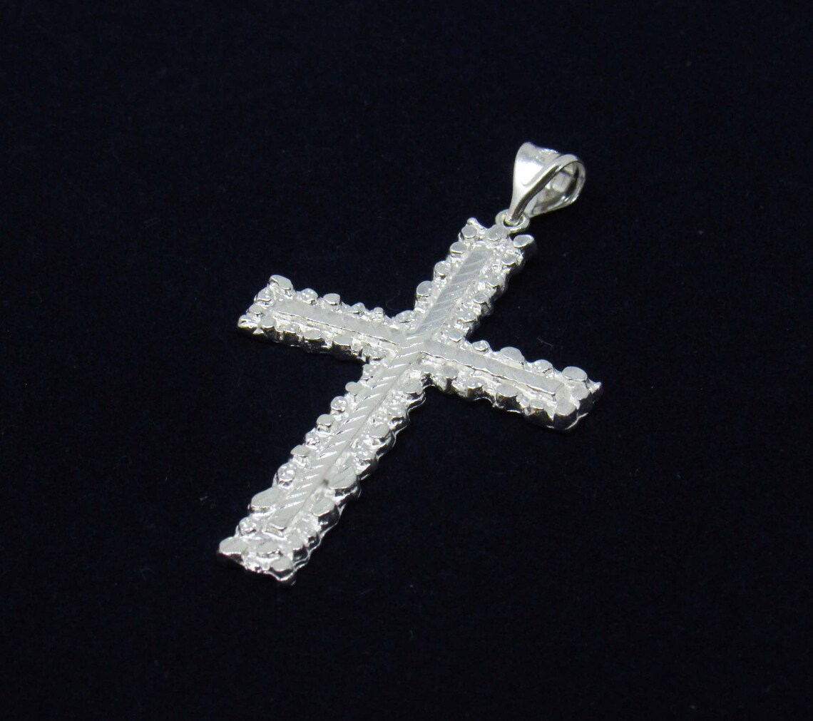 Silver Large Cross Necklace Silver Modern Cross necklace | Etsy