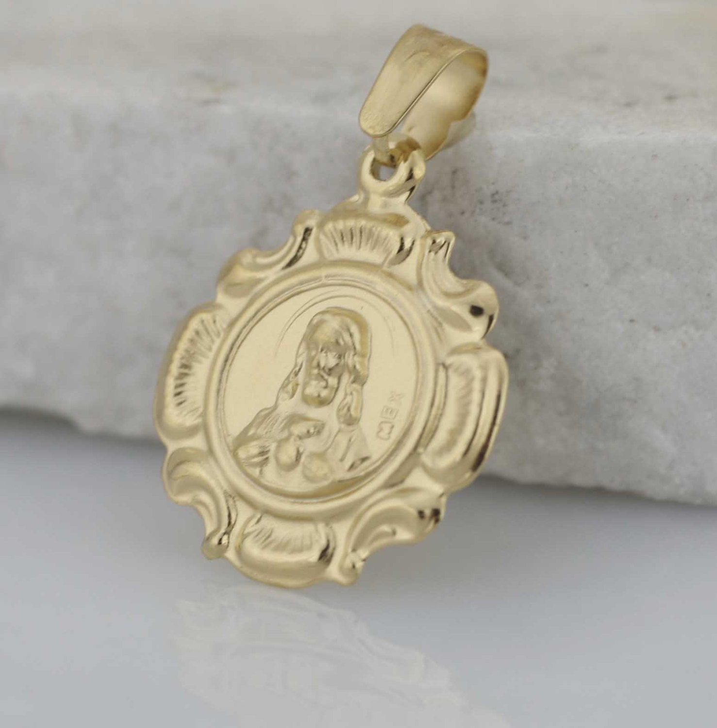 Sacred Heart of Jesus Medal Gold Plated Double Side Medal | Etsy