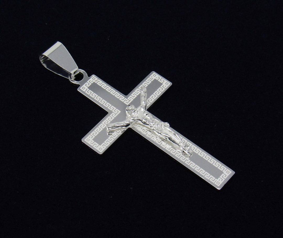 Large Solid Cross Necklace, Sterling Silver Cross Necklace, Men's ...