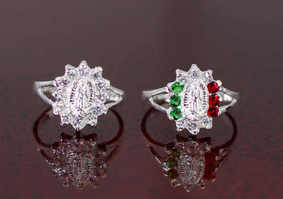 Silver Guadalupe Ring, Our Lady Guadalupe Ring, Sterling Silver 925 ...