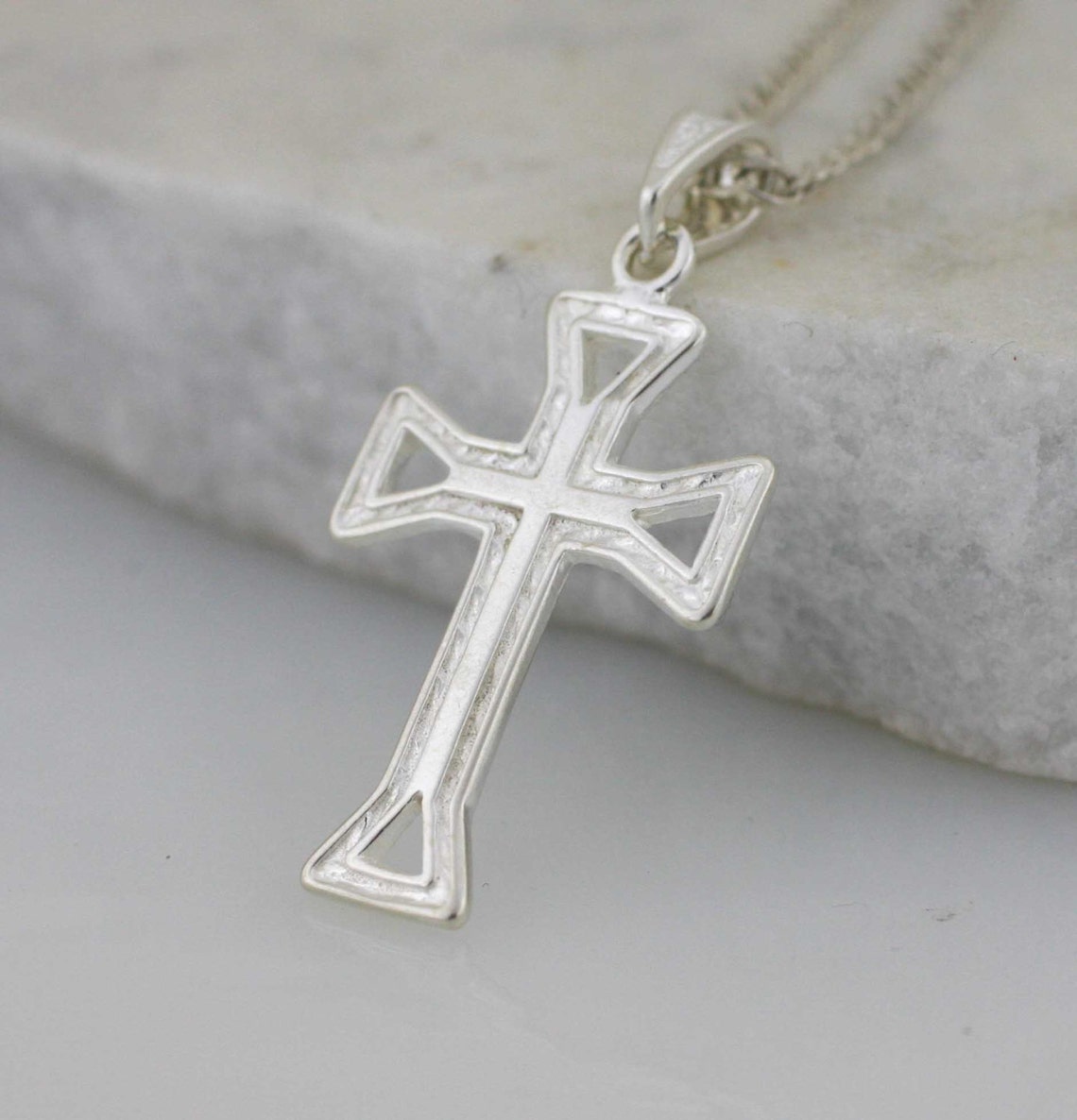 Cross Necklace Sterling Silver Cross Necklace Silver Cross | Etsy