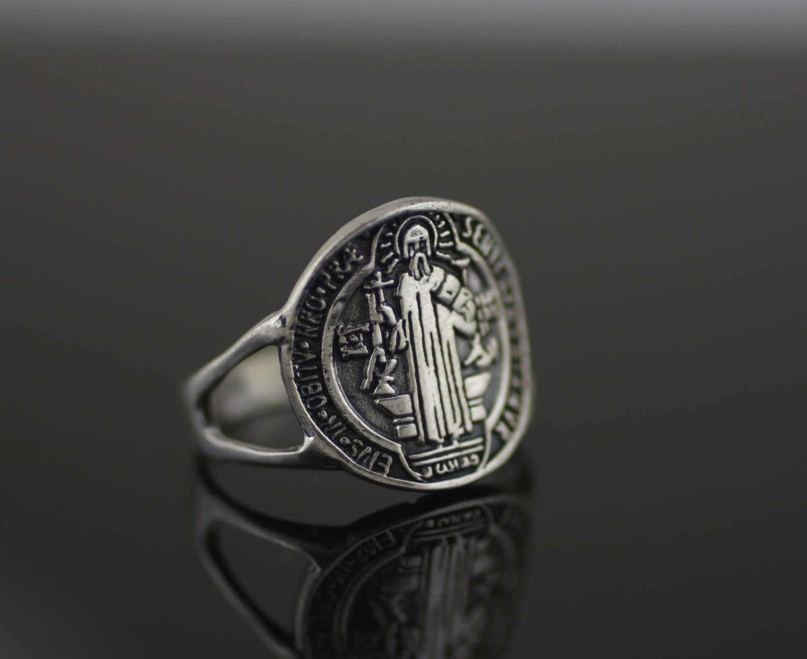St Benedict Ring, Sterling Silver Saint Benedict Ring, Sterling Silver ...