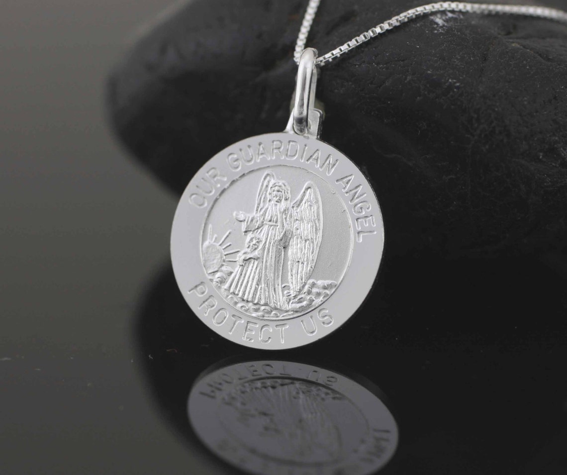 Guardian Angel Medal Sterling Silver Our Guardian Angel - Etsy