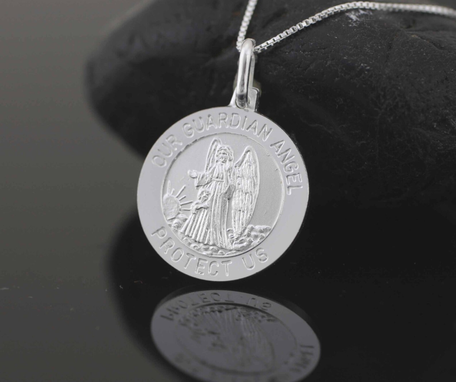 Guardian Angel Medal Sterling Silver Our Guardian Angel - Etsy
