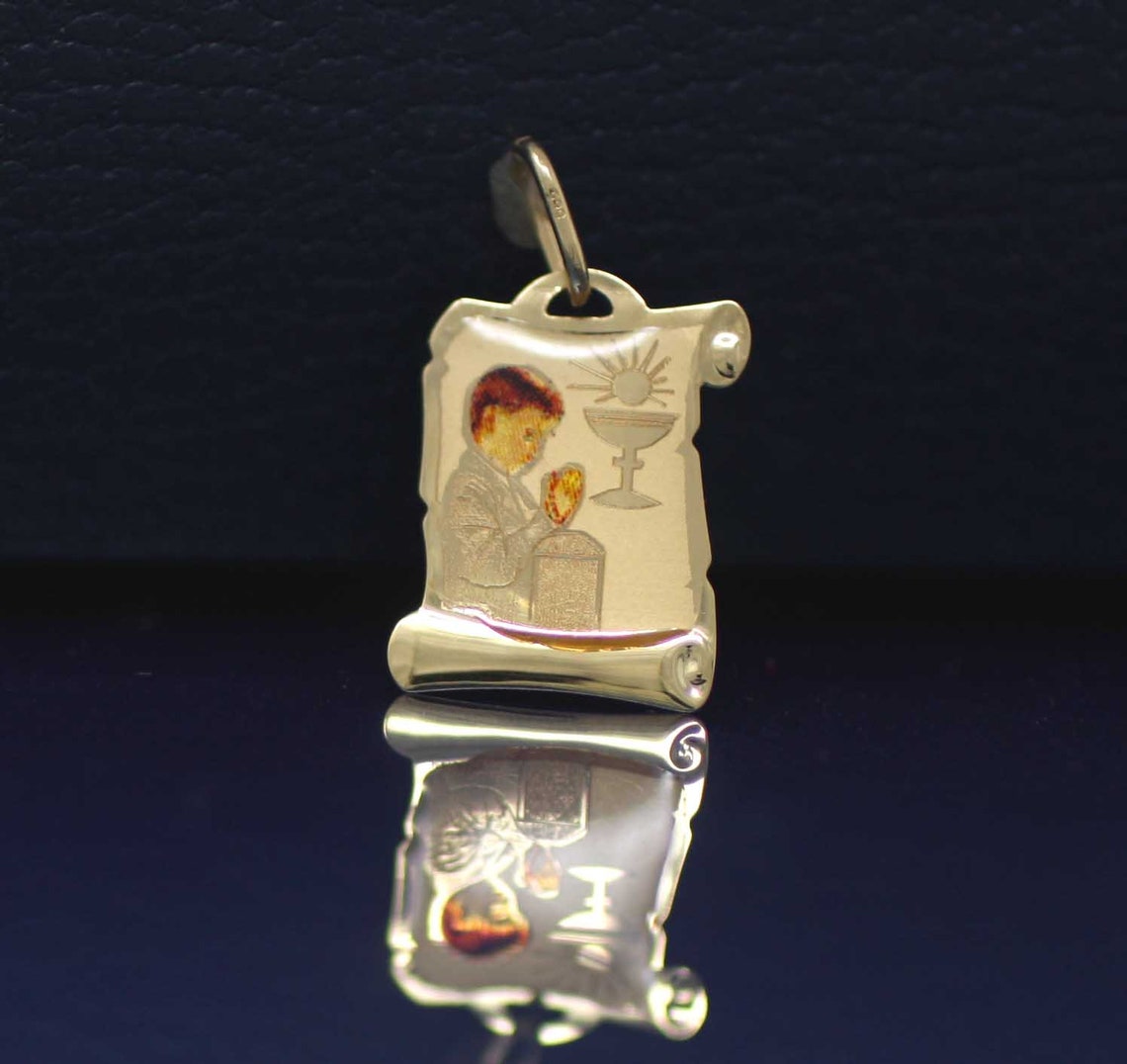 First Communion Necklace, 14K Gold Communion Medal Medal, Holy ...