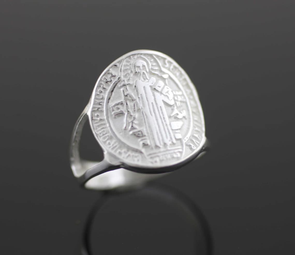 St Benedict Ring, Sterling Silver Saint Benedict Ring, Sterling Silver ...
