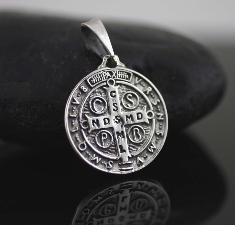 Silver Saint Benedict Medal Sterling Silver Large St Benedict - Etsy