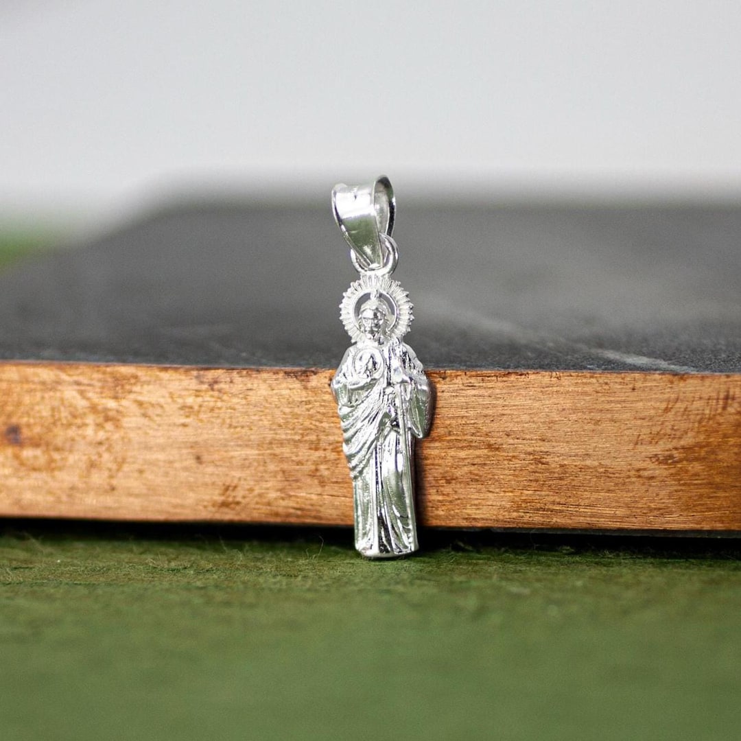 Small Sterling Silver St Jude Pendant, Sterling Silver Saint Jude ...