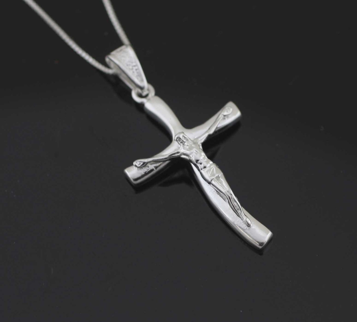 Silver Cross Necklace Sterling Silver Wave Cross Necklace - Etsy