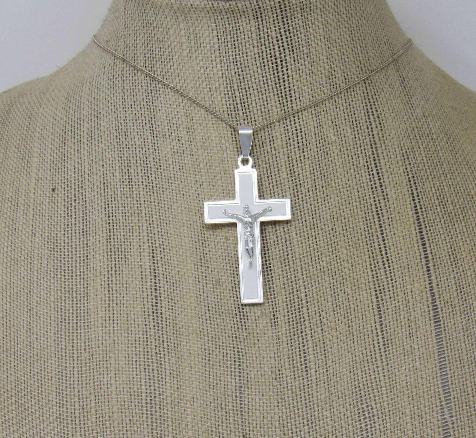 Solid Cross Necklace Sterling Silver Cross Necklace - Etsy