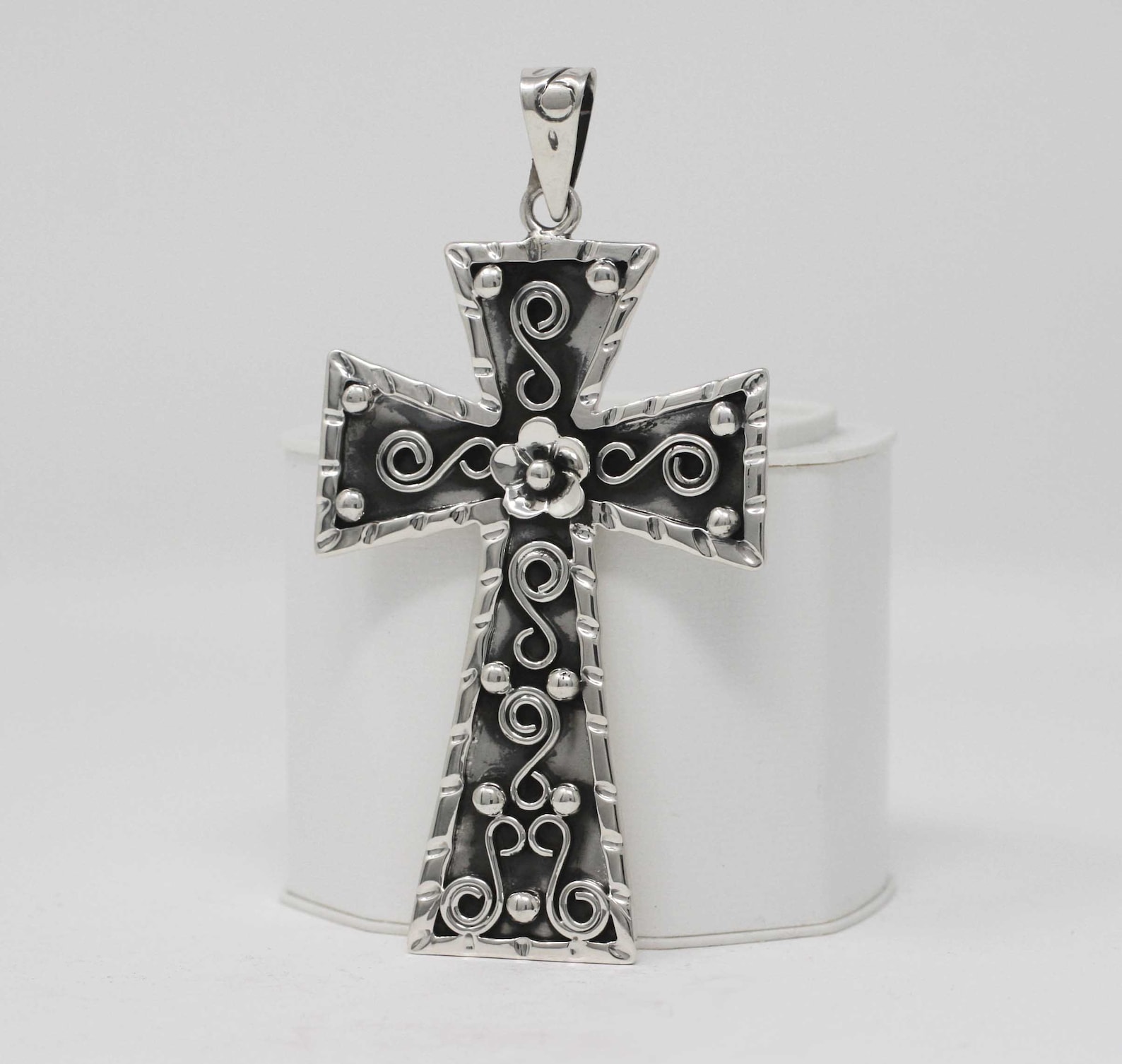 Silver Large Cross Necklace, Sterling Silver XL Cross Necklace ...