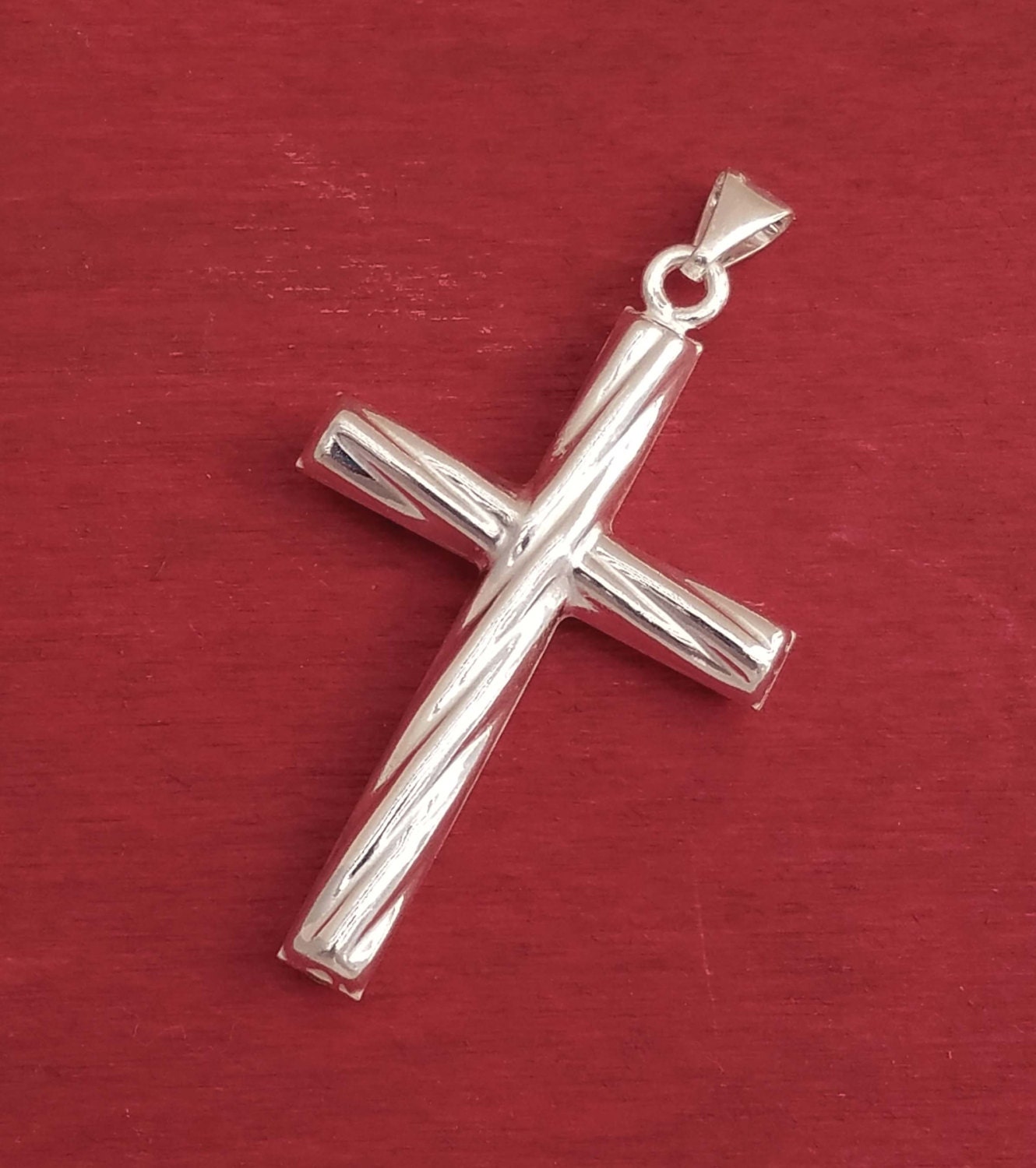 Sterling Silver Large Cross Necklace, Silver Twisted Cross Necklace ...