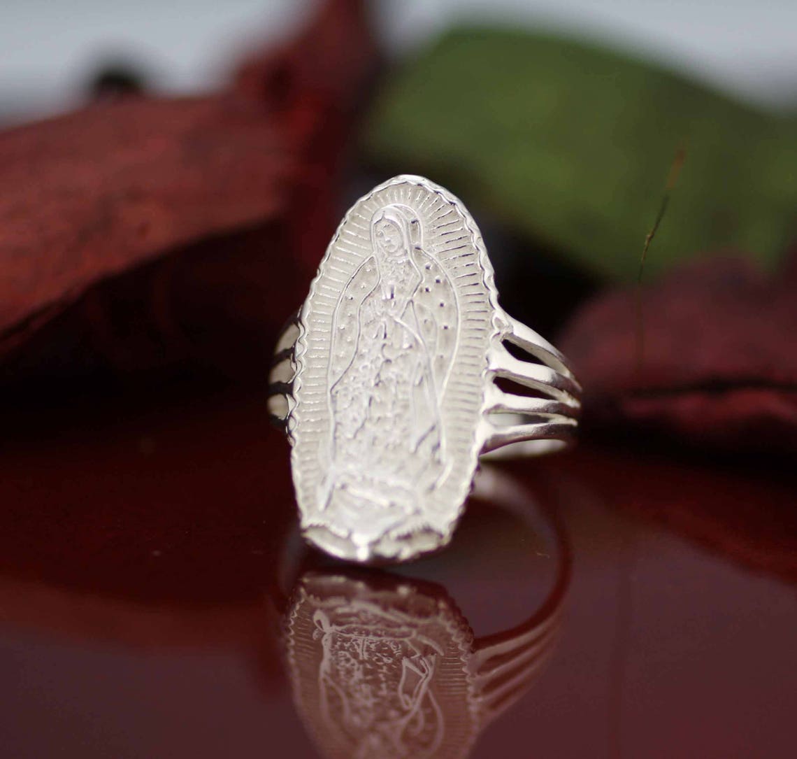 Our Lady Guadalupe Sterling Silver Large Woman Ring, Sterling Silver ...
