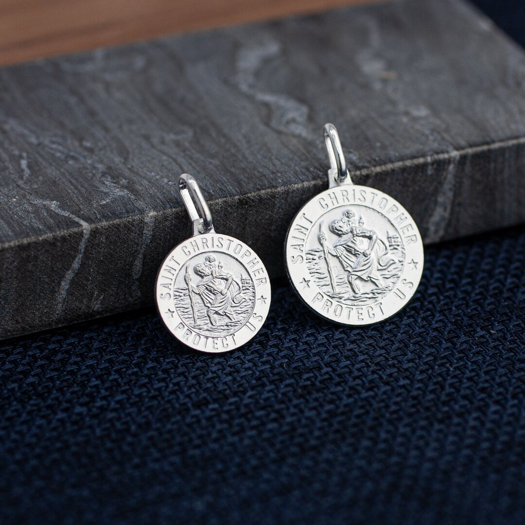 Silver Saint Christopher Necklace, Sterling Silver St Christopher Medal ...
