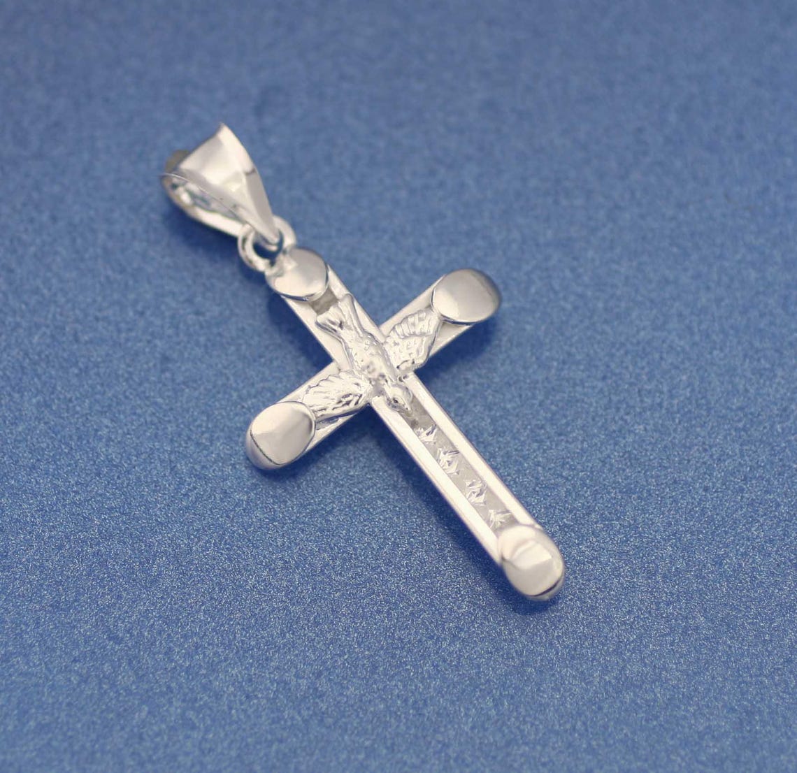 Sterling Silver Cross Necklace Silver Holy Spirit Cross | Etsy