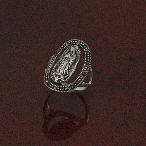 Our Lady Guadalupe Ring Sterling Silver Large Woman Ring - Etsy