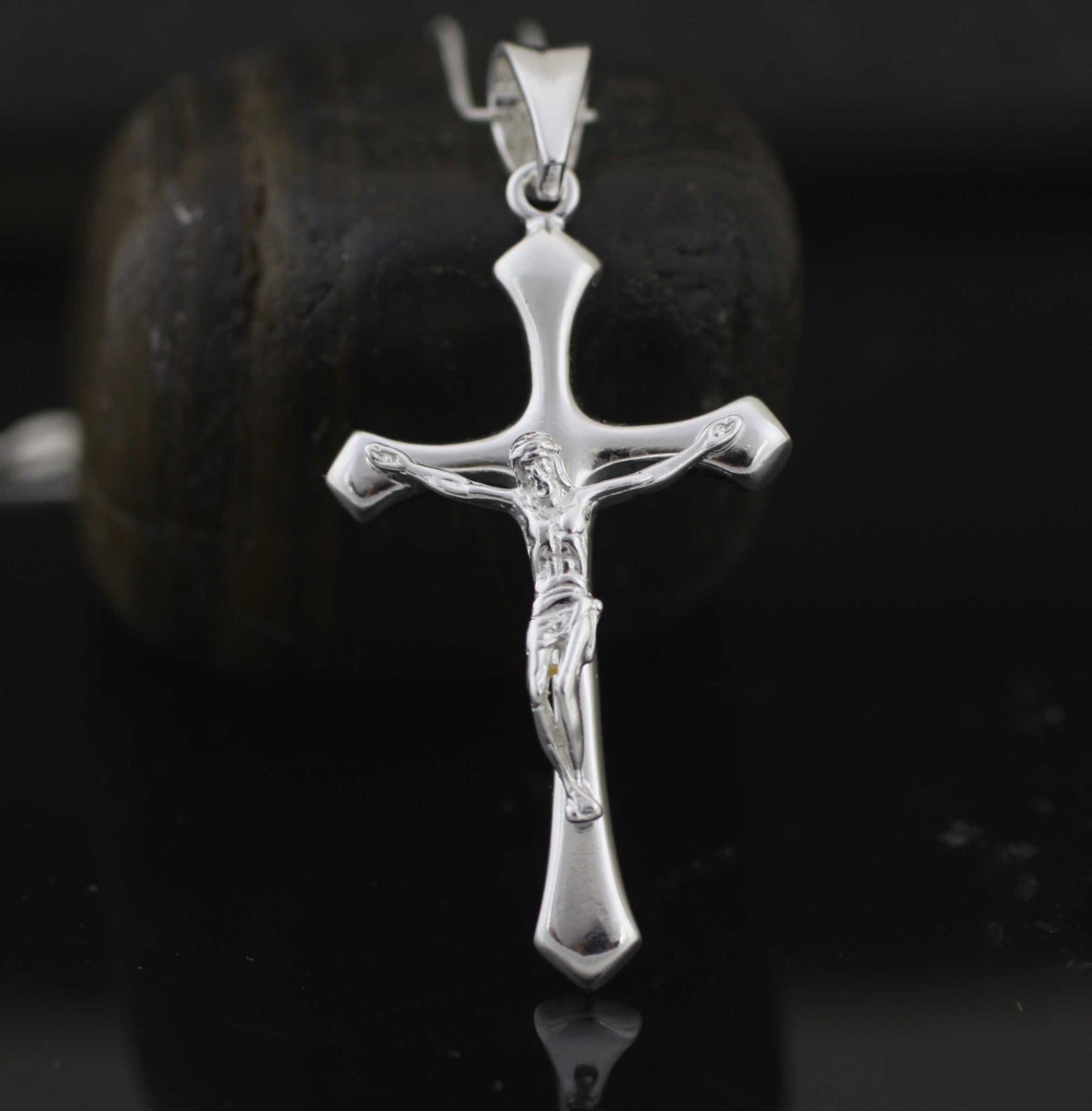 Silver Cross Necklace, Silver Modern Cross Necklace, LARGE Crucifix ...