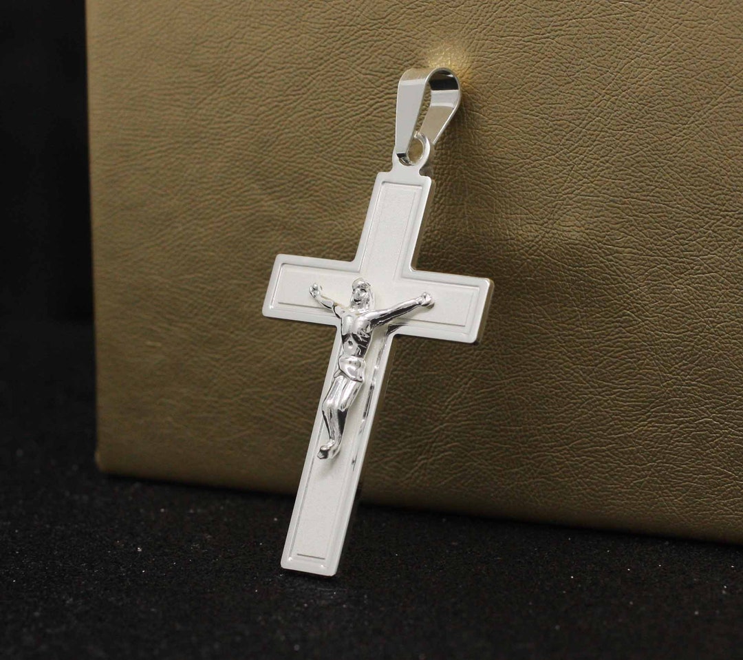 Solid Cross Necklace, Sterling Silver Cross Necklace, Men's Necklace ...