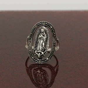 Our Lady Guadalupe Ring Sterling Silver Large Woman Ring - Etsy