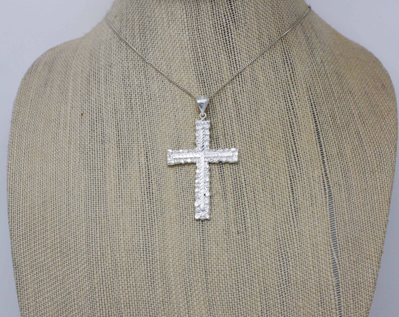 Silver Large Cross Necklace Silver Modern Cross necklace | Etsy