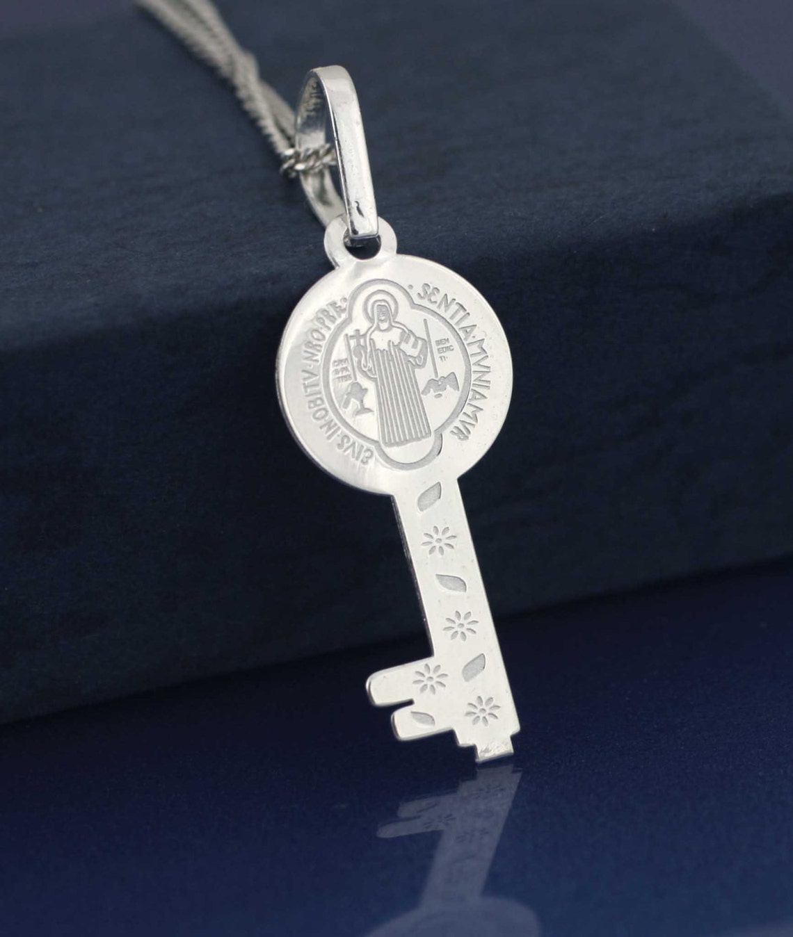 St Benedict Key, Silver St Benedict Key Necklace, Saint Benedict Key ...