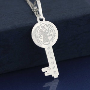 St Benedict Key, Silver St Benedict Key Necklace, Saint Benedict Key ...