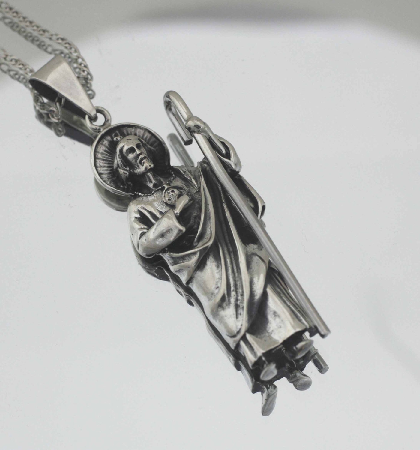 Sterling Silver St Jude Necklace, Sterling Silver Extra Large Saint ...