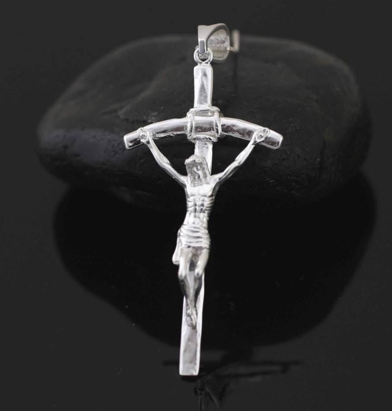 Silver Large Cross Necklace, Sterling Silver Large Crucifix Necklace ...