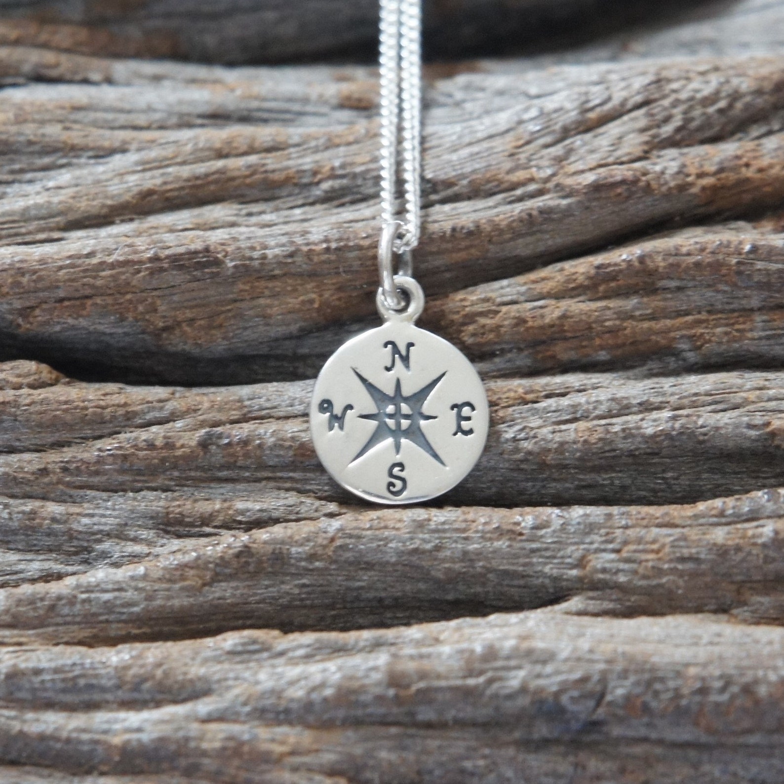Sterling Silver Compass Necklace, 10mm, Travler's Gift, Birthday Gift ...