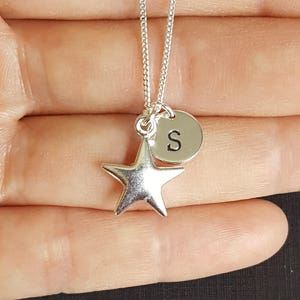 Sterling Silver Puffy Star, Initial Necklace, Personalized Necklace ...