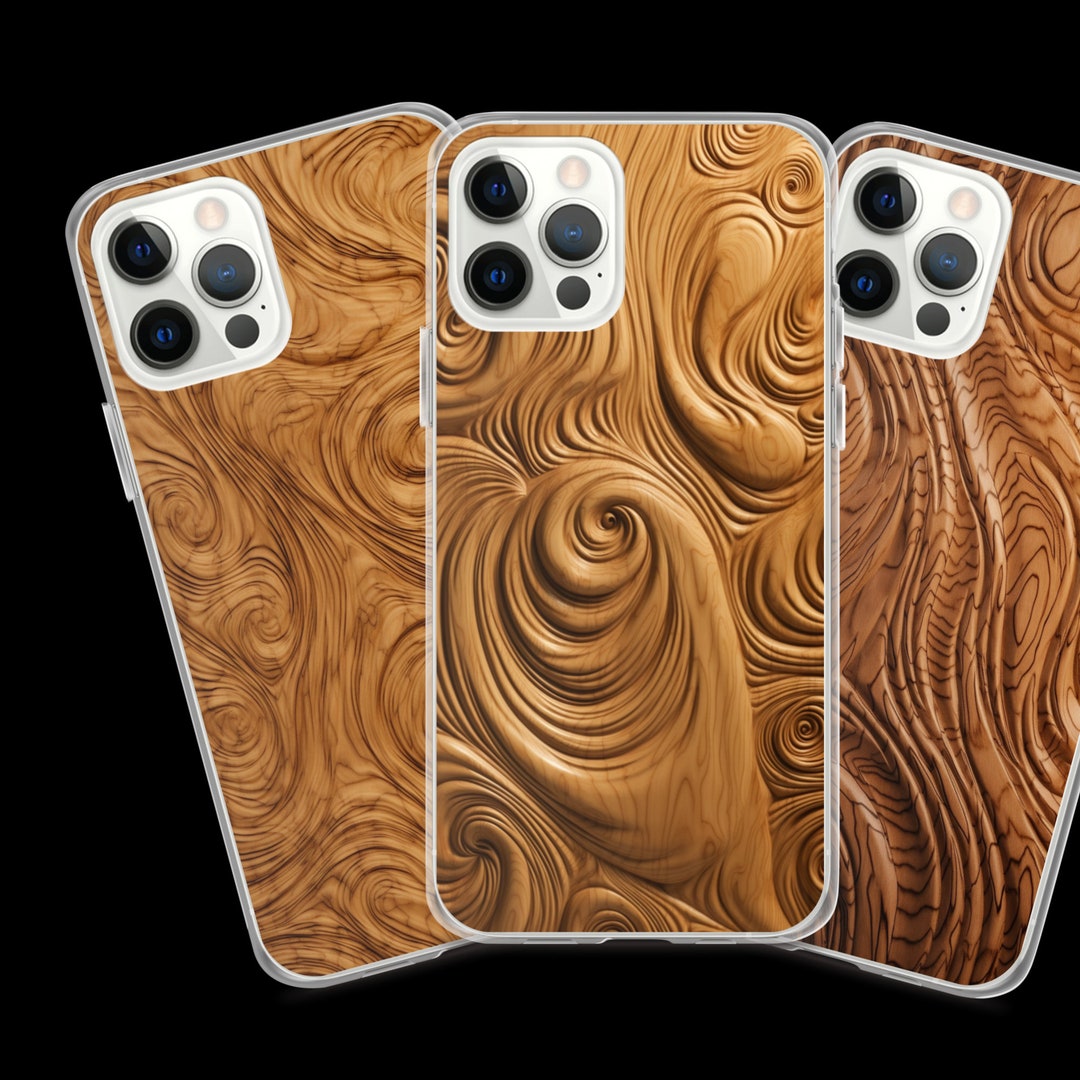 Carved Wood Burlwood Design Best Phone Case for iPhone 14 Plus 13 Pro ...
