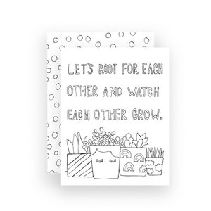 Root for Each Other Coloring Card, Girls, Kids Greeting Card ...