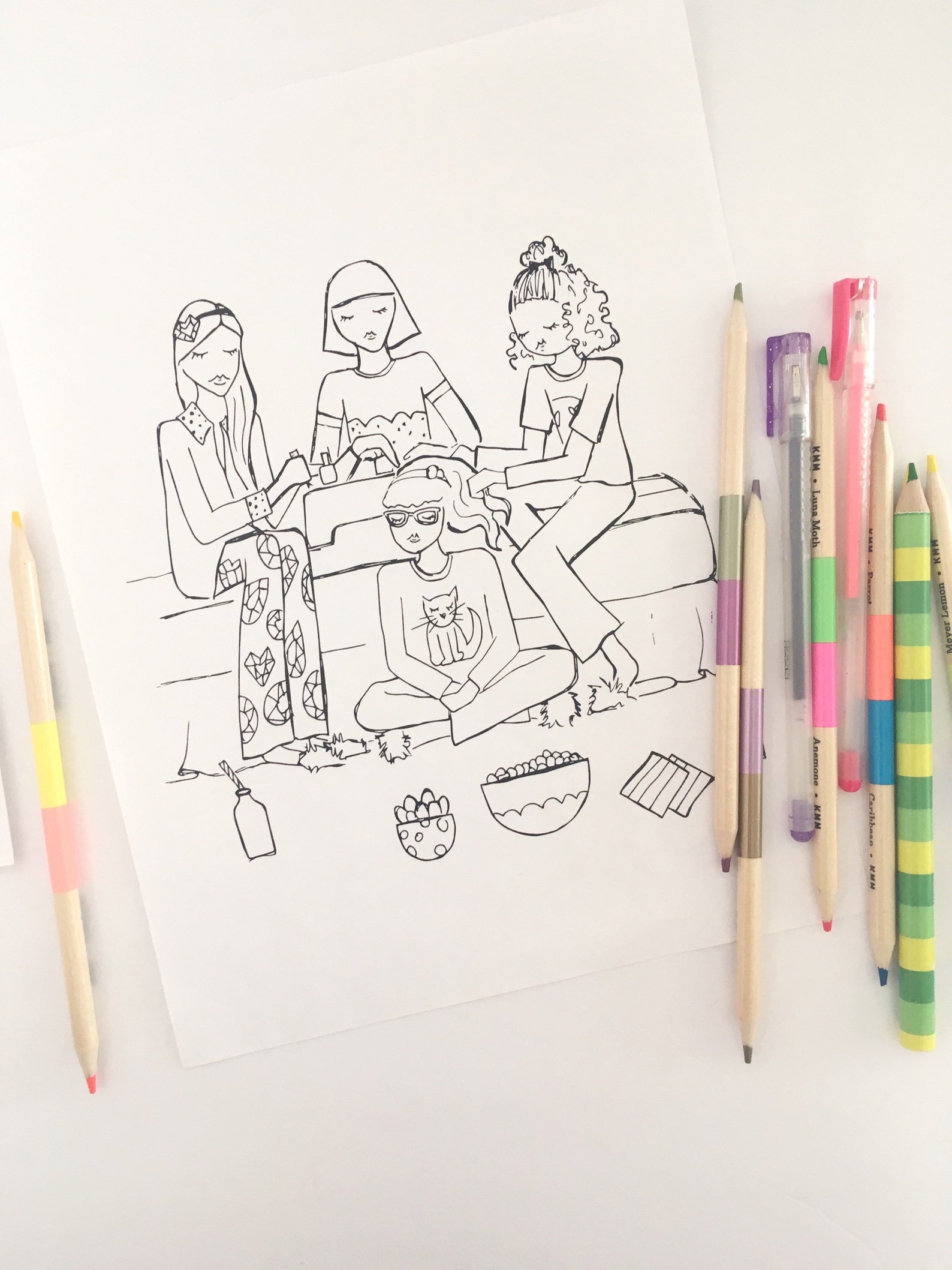 Printable Coloring Slumber Party Pages,tween Slumber Party, Girls ...