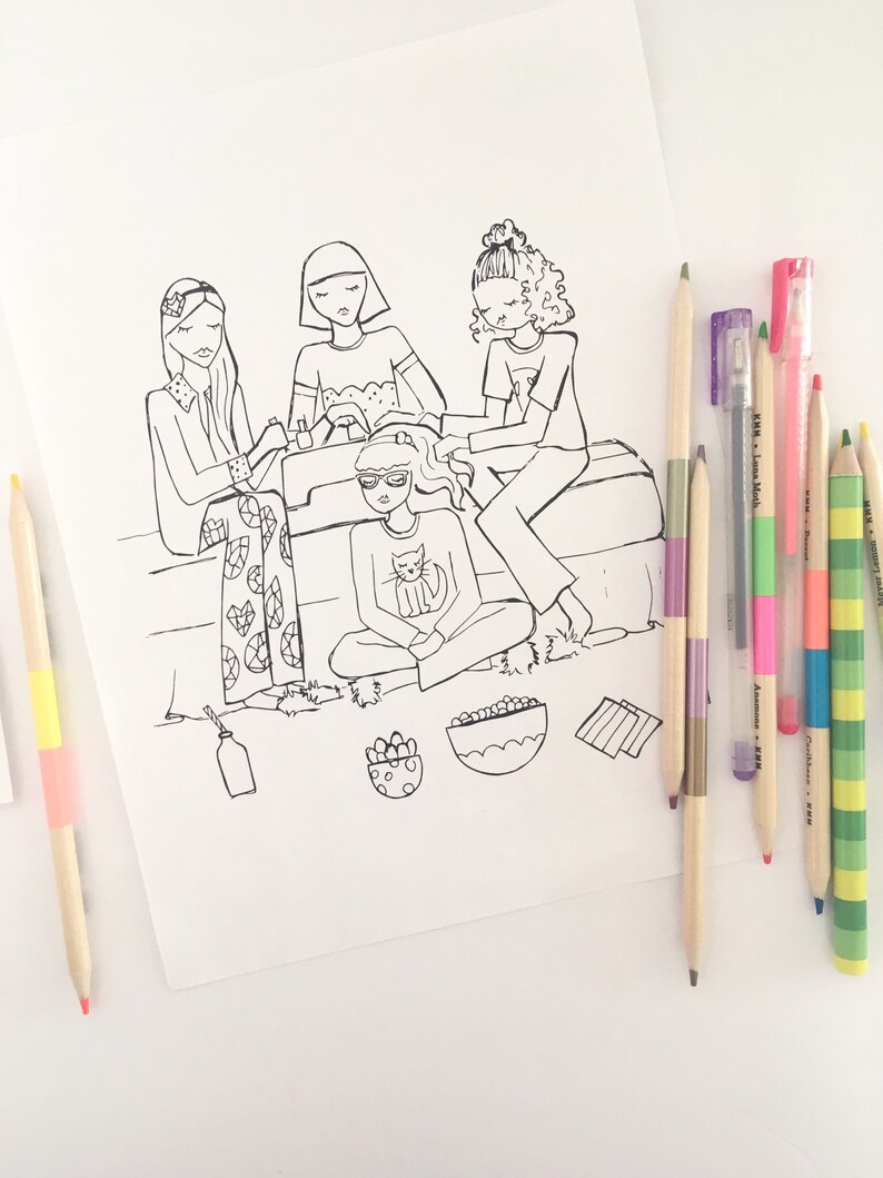 Printable Coloring Slumber Party Pages,tween Slumber Party, Girls ...