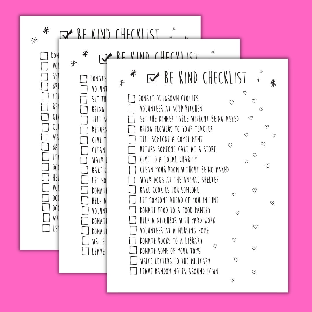 Be Kind Checklist | Kindness Challenge | Kindness Checklist for Kids ...
