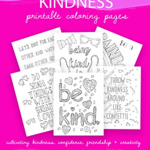Kindness Coloring Page Bundle, Being Kind, Girls Activity, Kindness ...