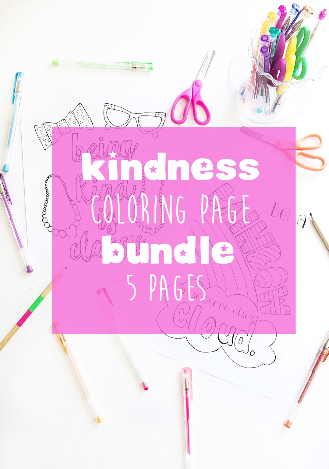 Kindness Coloring Page Bundle, Being Kind, Girls Activity, Kindness ...