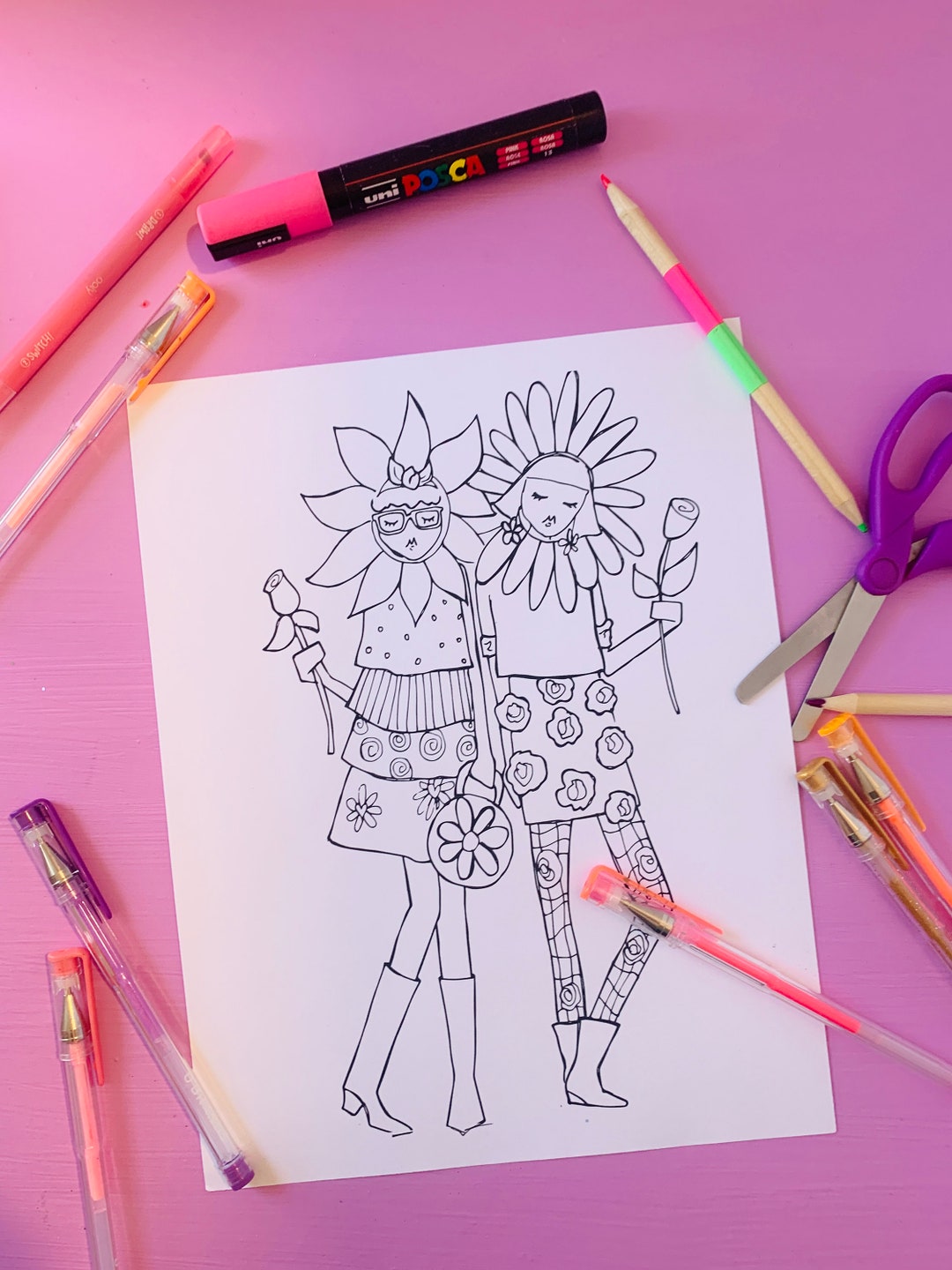 Friendship Coloring Page, Spring Coloring Printable, Coloring Page ...