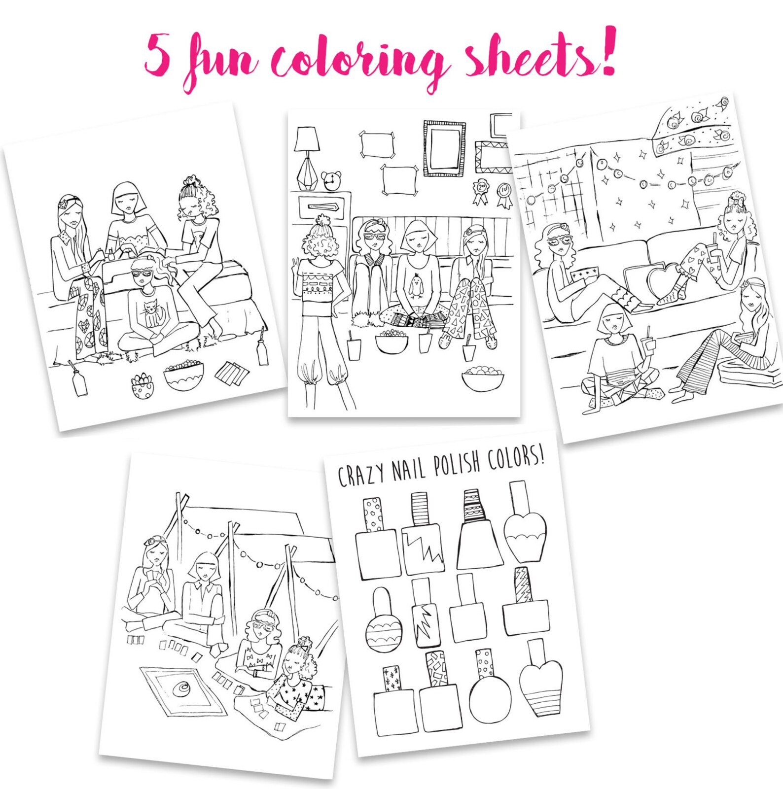 Printable Coloring Slumber Party Pages,tween Slumber Party, Girls ...