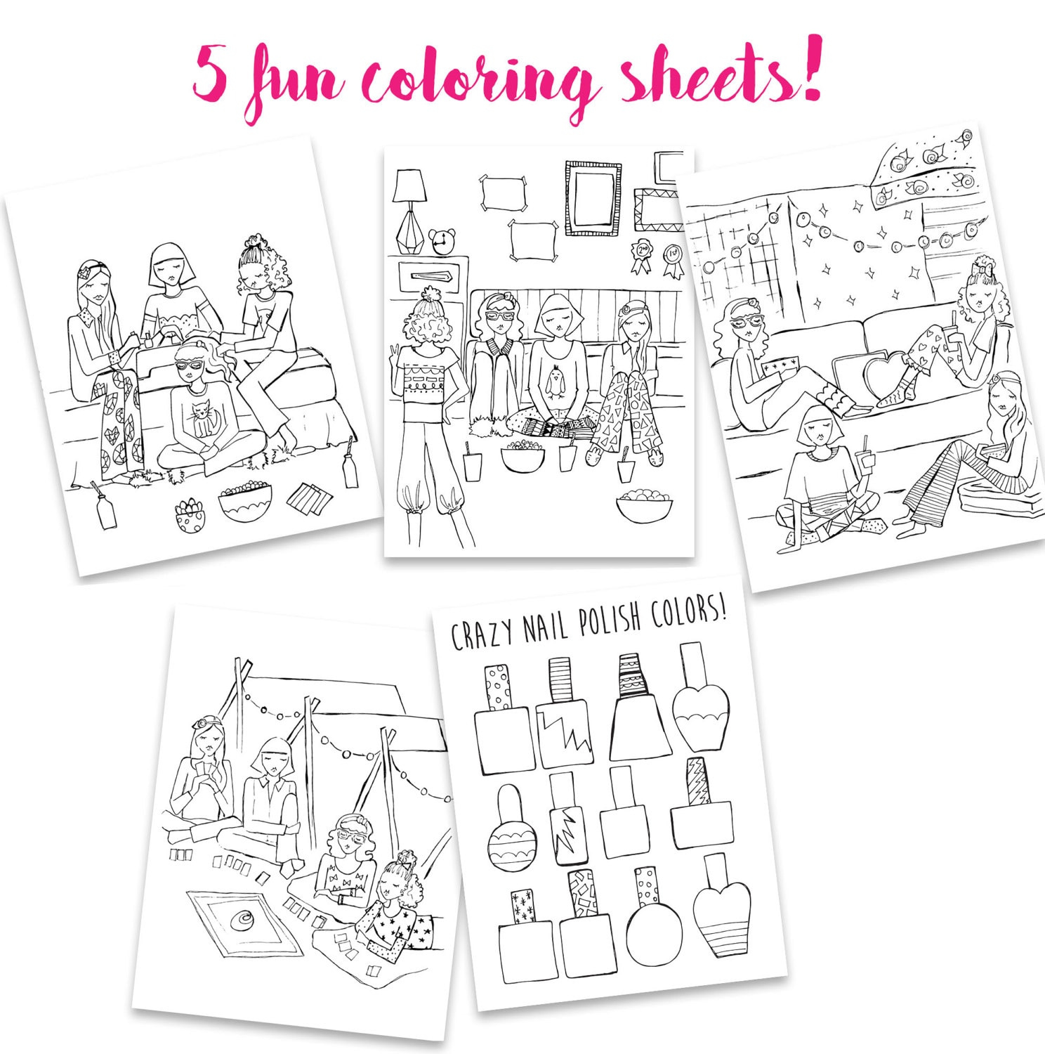 Printable Coloring Slumber Party Pages,tween Slumber Party, Girls ...